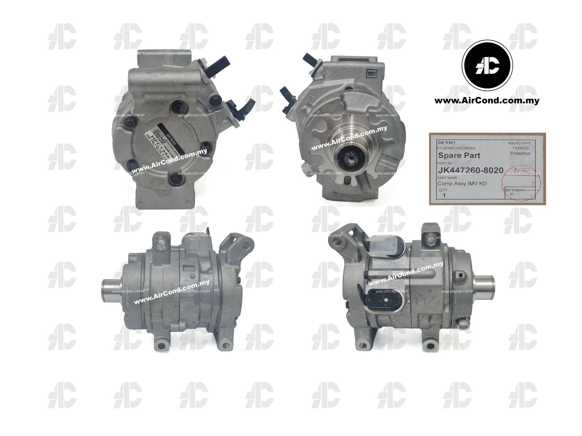 COMPRESSOR ONLY DENSO JK447260-8020 10S11C | TOYOTA HILUX VIGO KUN25